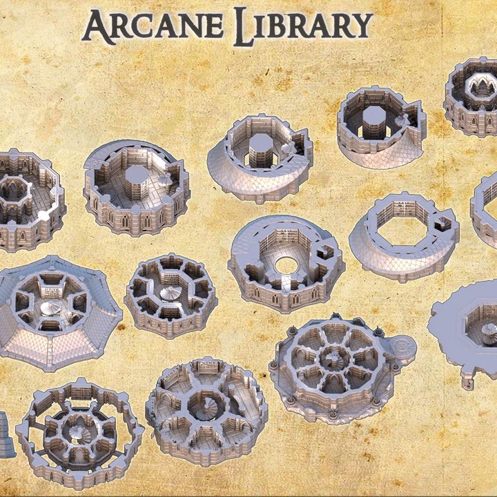 3D Printable Arcane Library - Tabletop Terrain - 28 MM by MiniatureLand